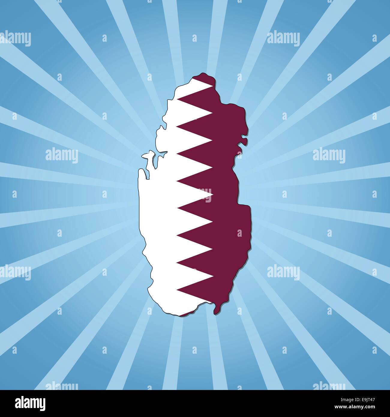 Qatar flag on map Stock Vector Images - Alamy