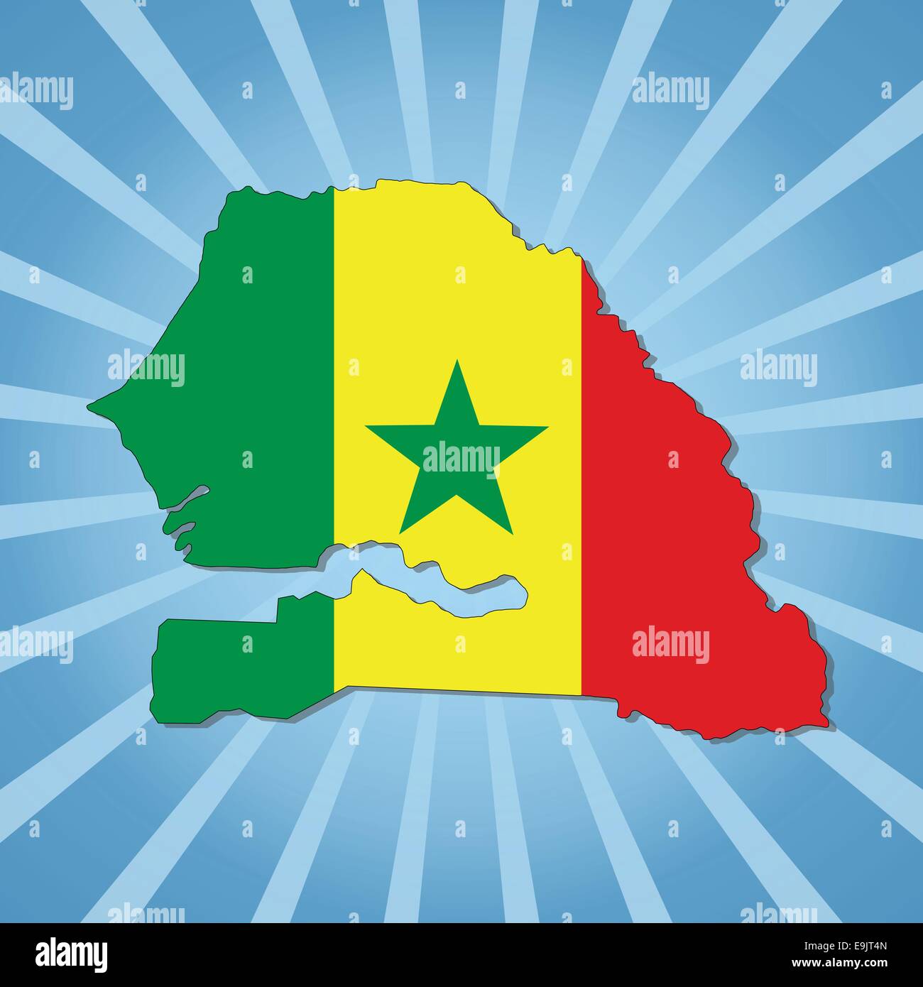 Senegal map flag on blue sunburst illustration Stock Vector Image & Art ...