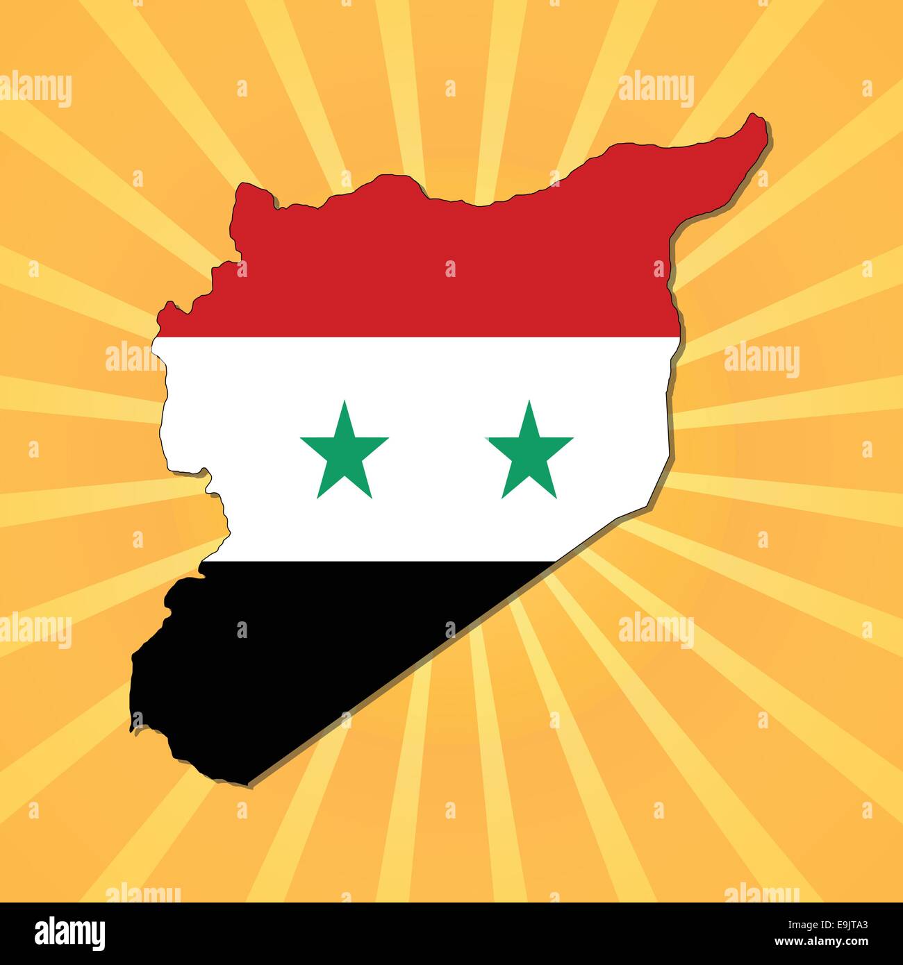 Syria map flag on blue sunburst illustration Stock Vector Image & Art ...