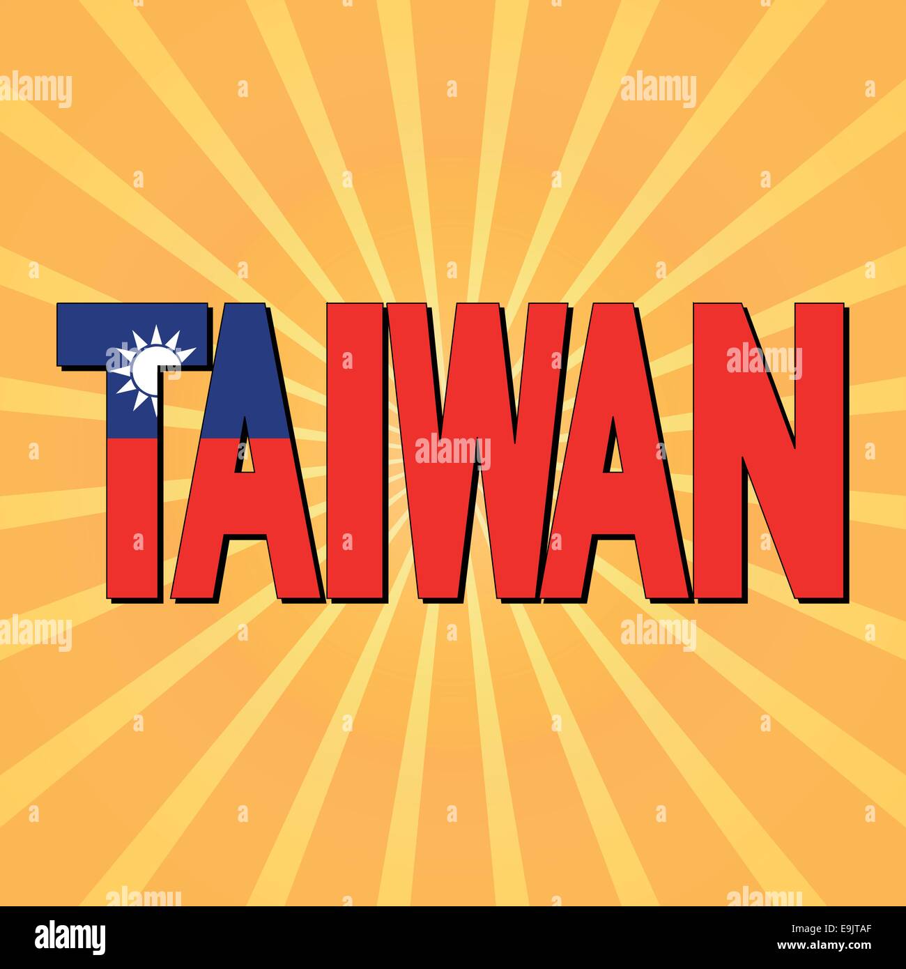 Taiwan flag text with sunburst illustration Stock Vector Image & Art ...