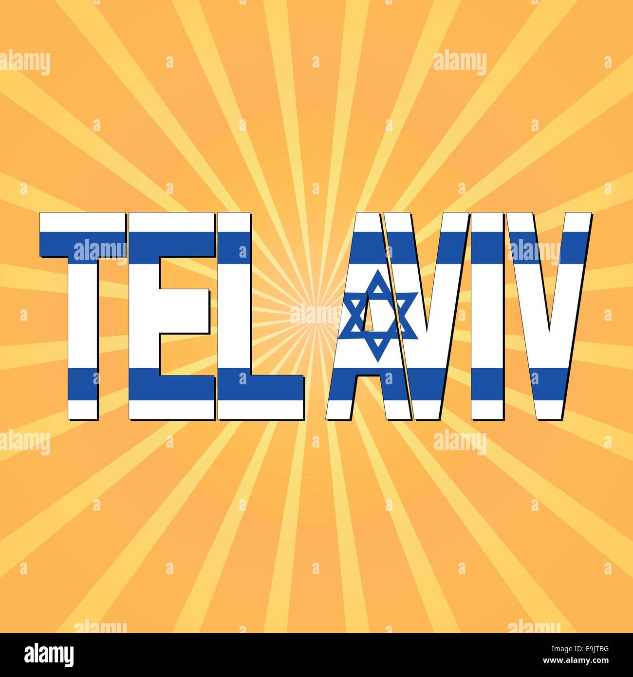 Tel Aviv flag text with sunburst illustration Stock Vector Image & Art ...