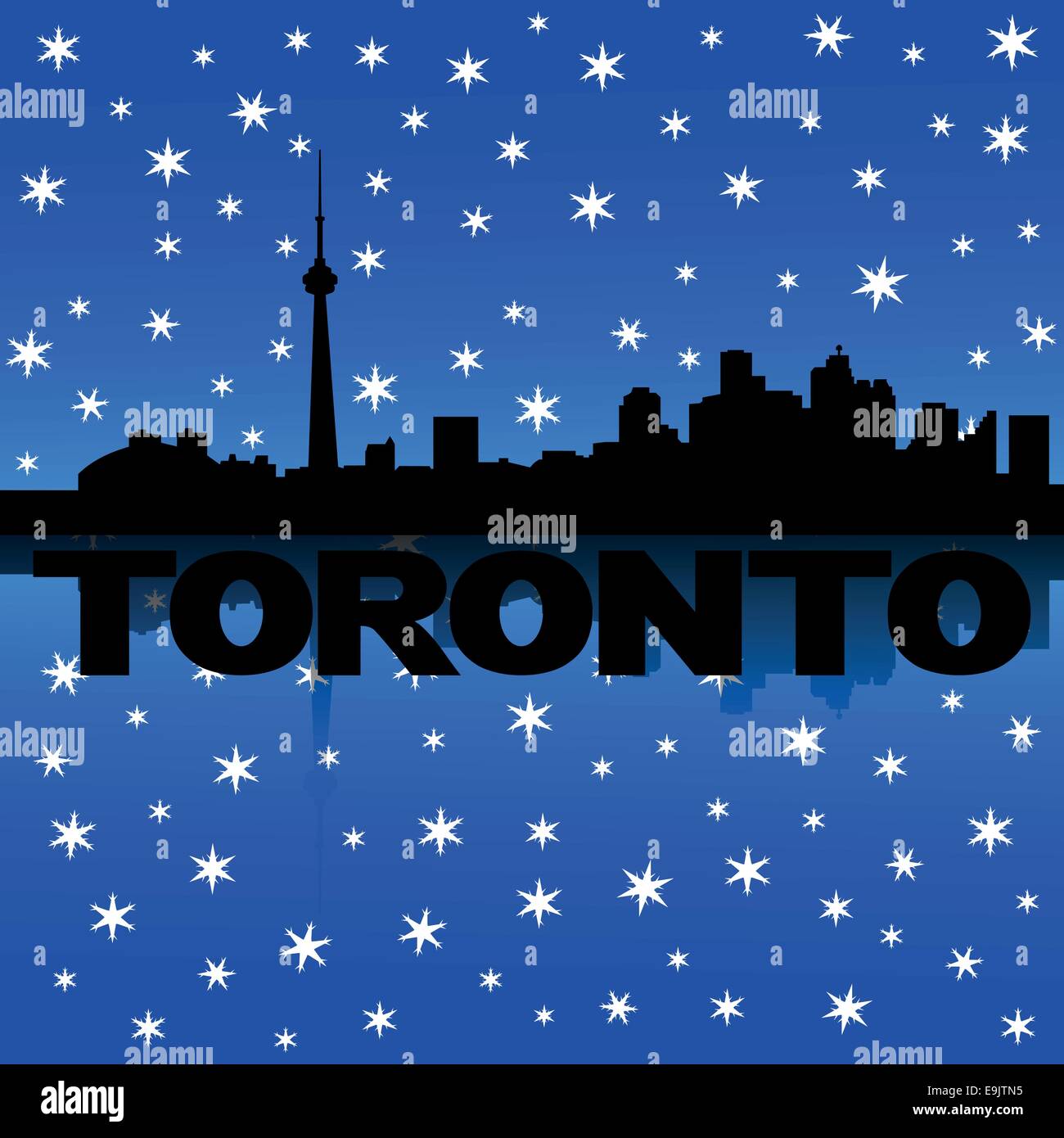 Toronto skyline reflected with snow illustration Stock Vector Image ...