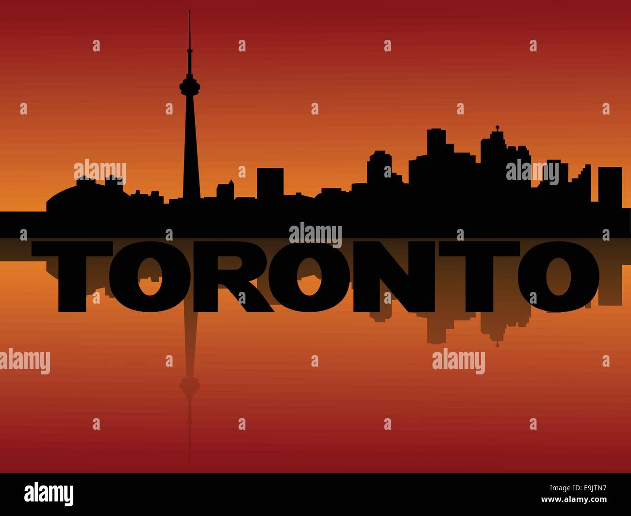 Toronto skyline reflected at sunset vector illustration Stock Vector ...