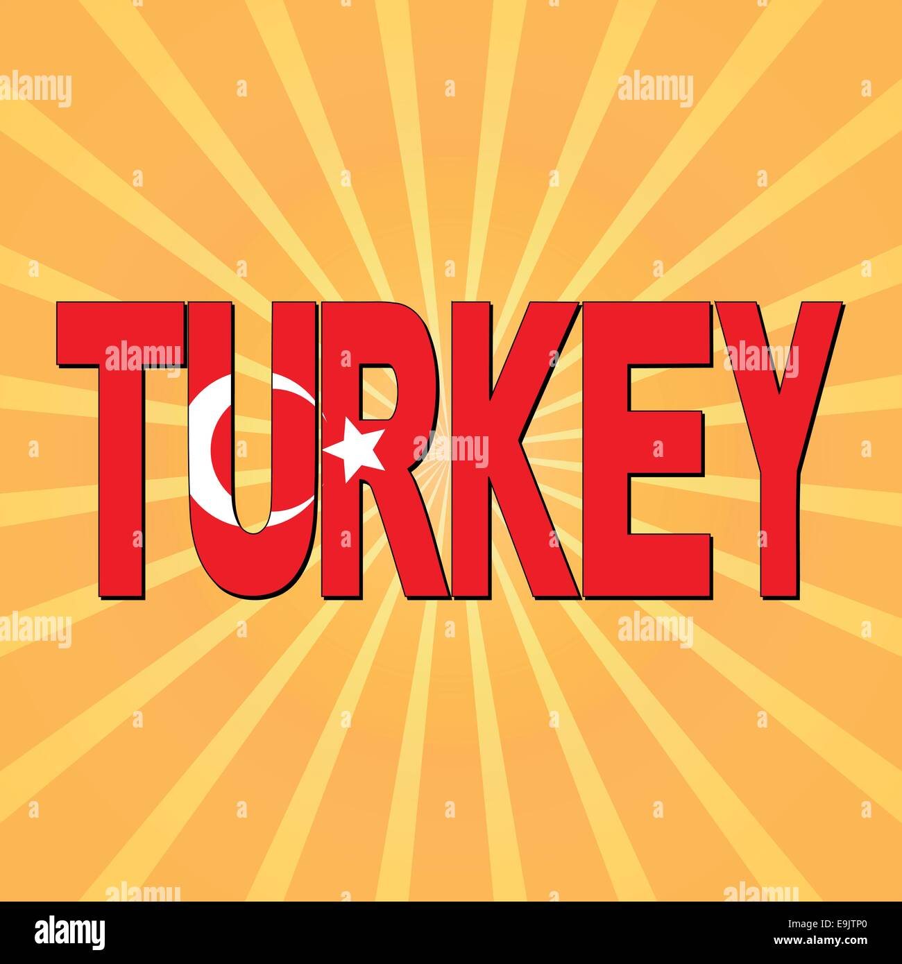 Turkey flag text with sunburst illustration Stock Vector Image & Art ...