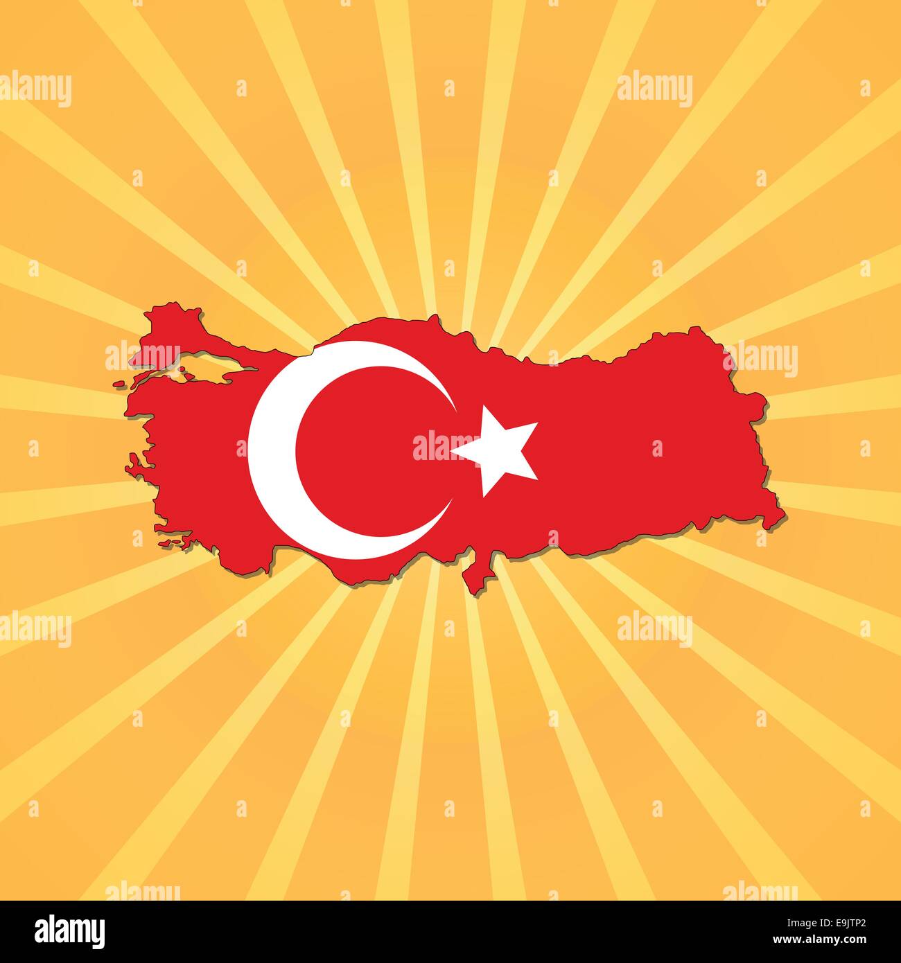 Turkey map flag on blue sunburst illustration Stock Vector Image & Art ...