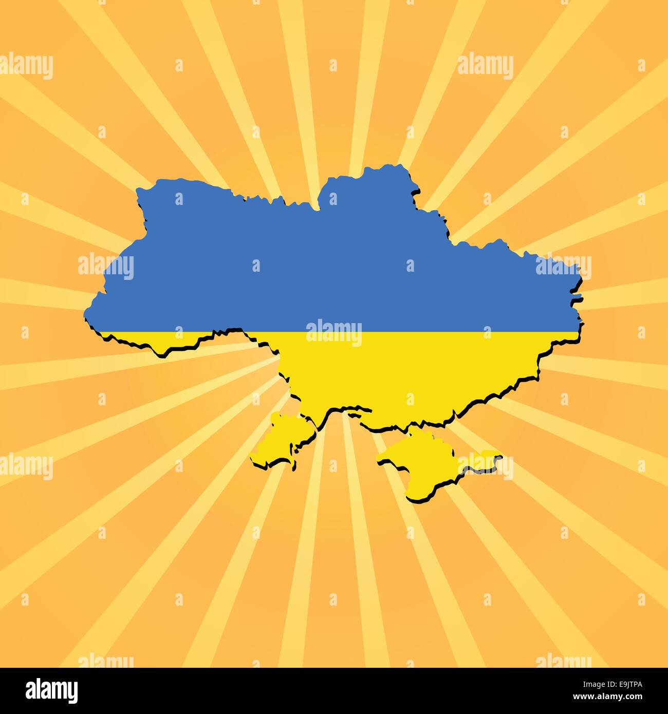 Ukraine map flag on blue sunburst illustration Stock Vector Image & Art ...