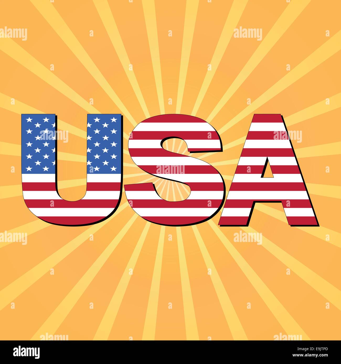USA flag text with sunburst illustration Stock Vector Image & Art - Alamy