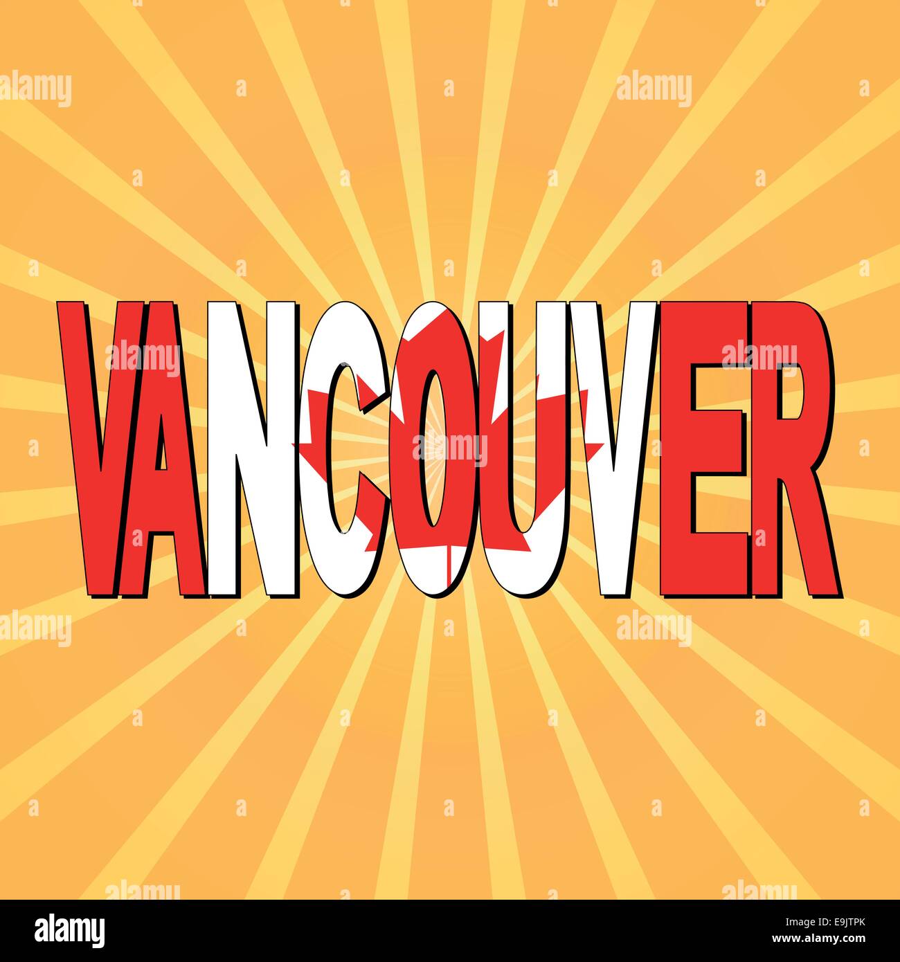 Vancouver flag text with sunburst illustration Stock Vector Image & Art ...