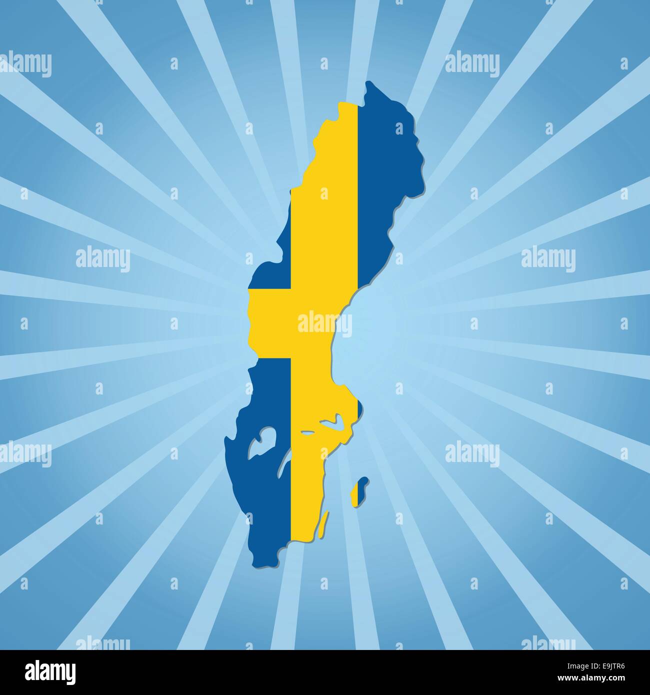Sweden map flag on blue sunburst illustration Stock Vector Image & Art ...