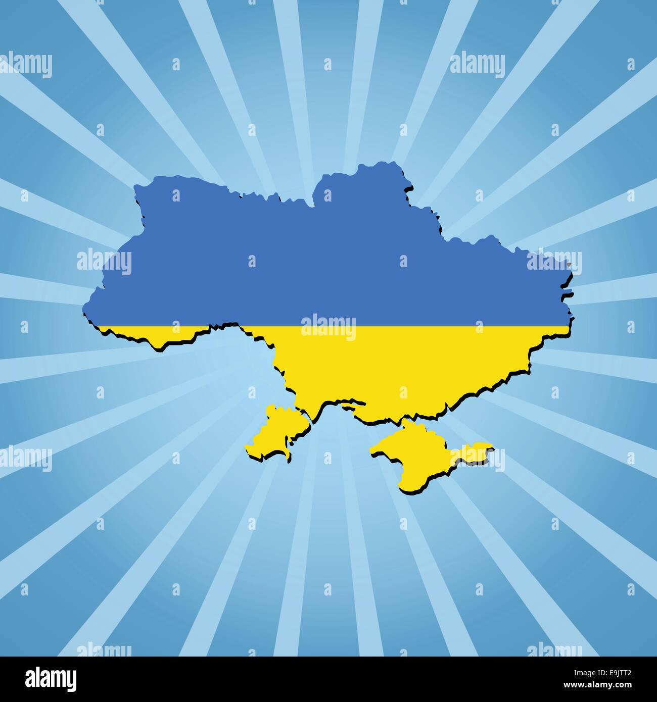 Ukraine map flag on blue sunburst illustration Stock Vector Image & Art ...
