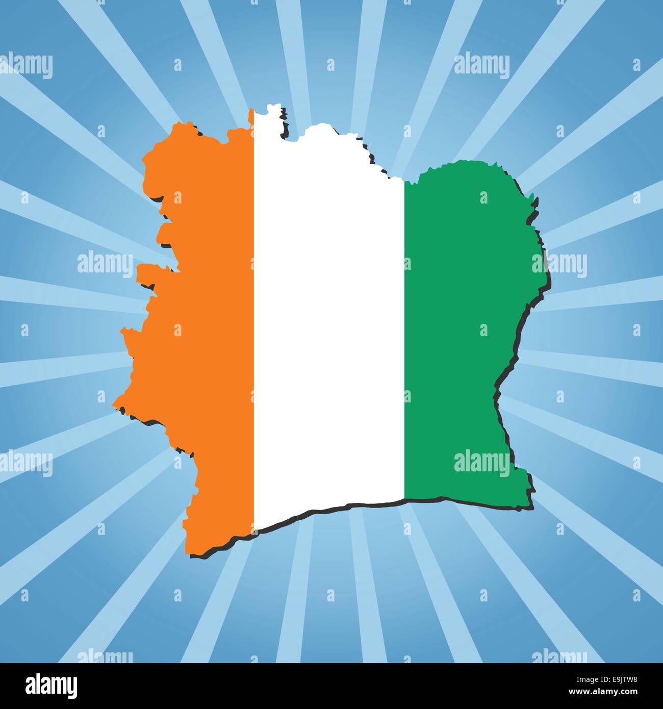 Map of ivory coast with flag vector illustration hi-res stock ...