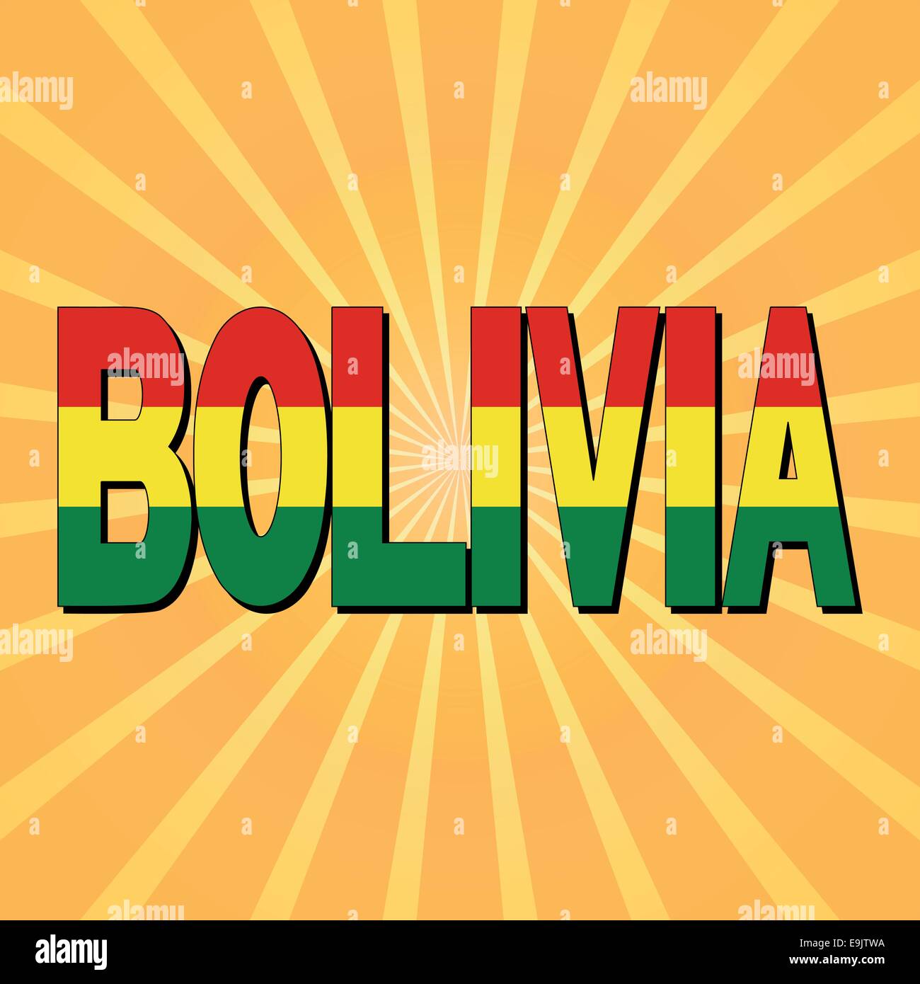 Bolivia flag text with sunburst illustration Stock Vector Image & Art ...