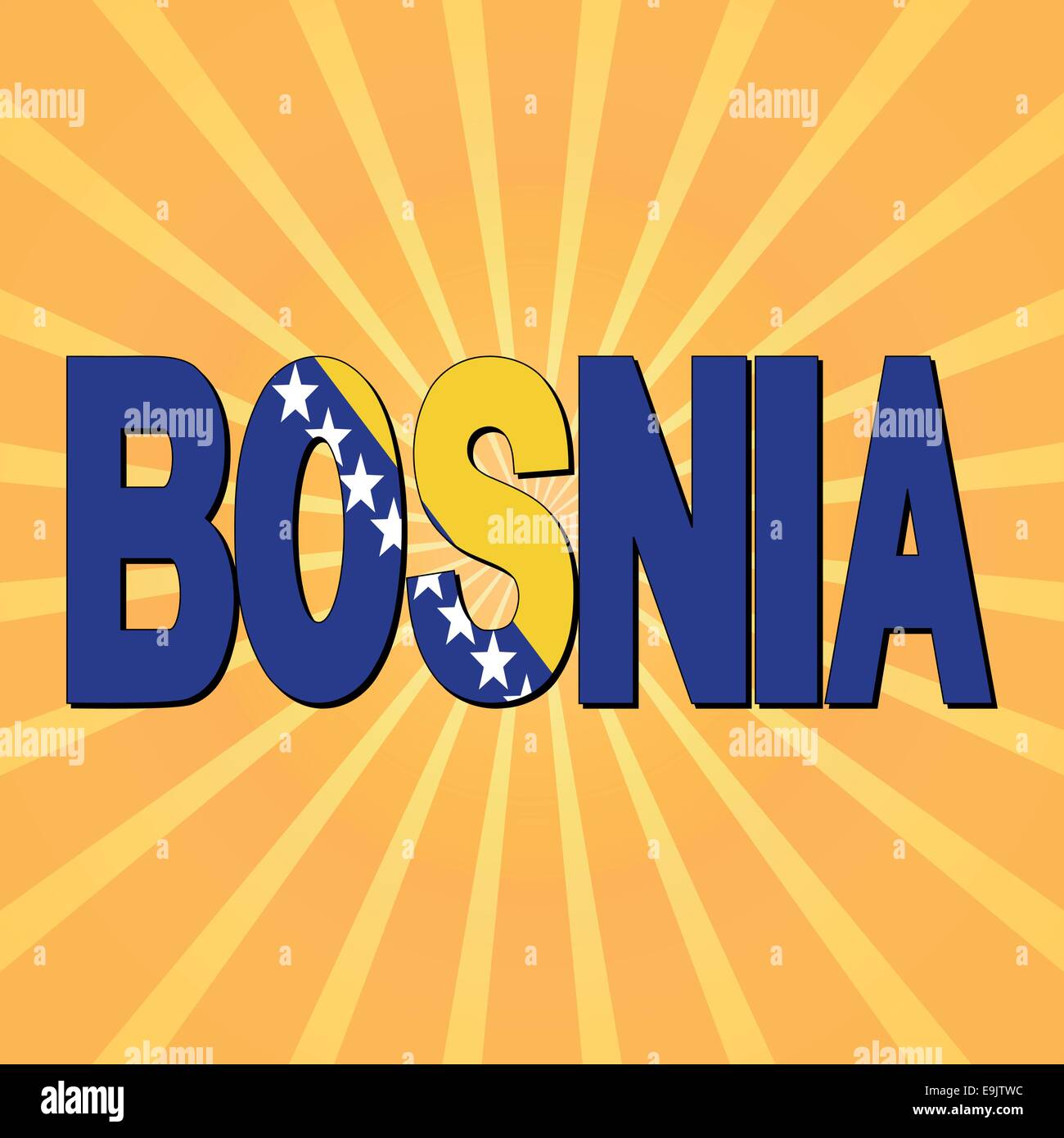 Bosnia flag text with sunburst illustration Stock Vector Image & Art ...