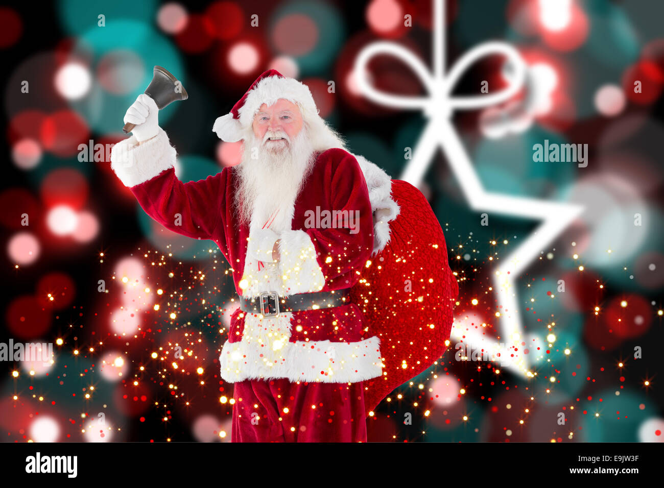 Composite image of santa claus ringing bell Stock Photo - Alamy