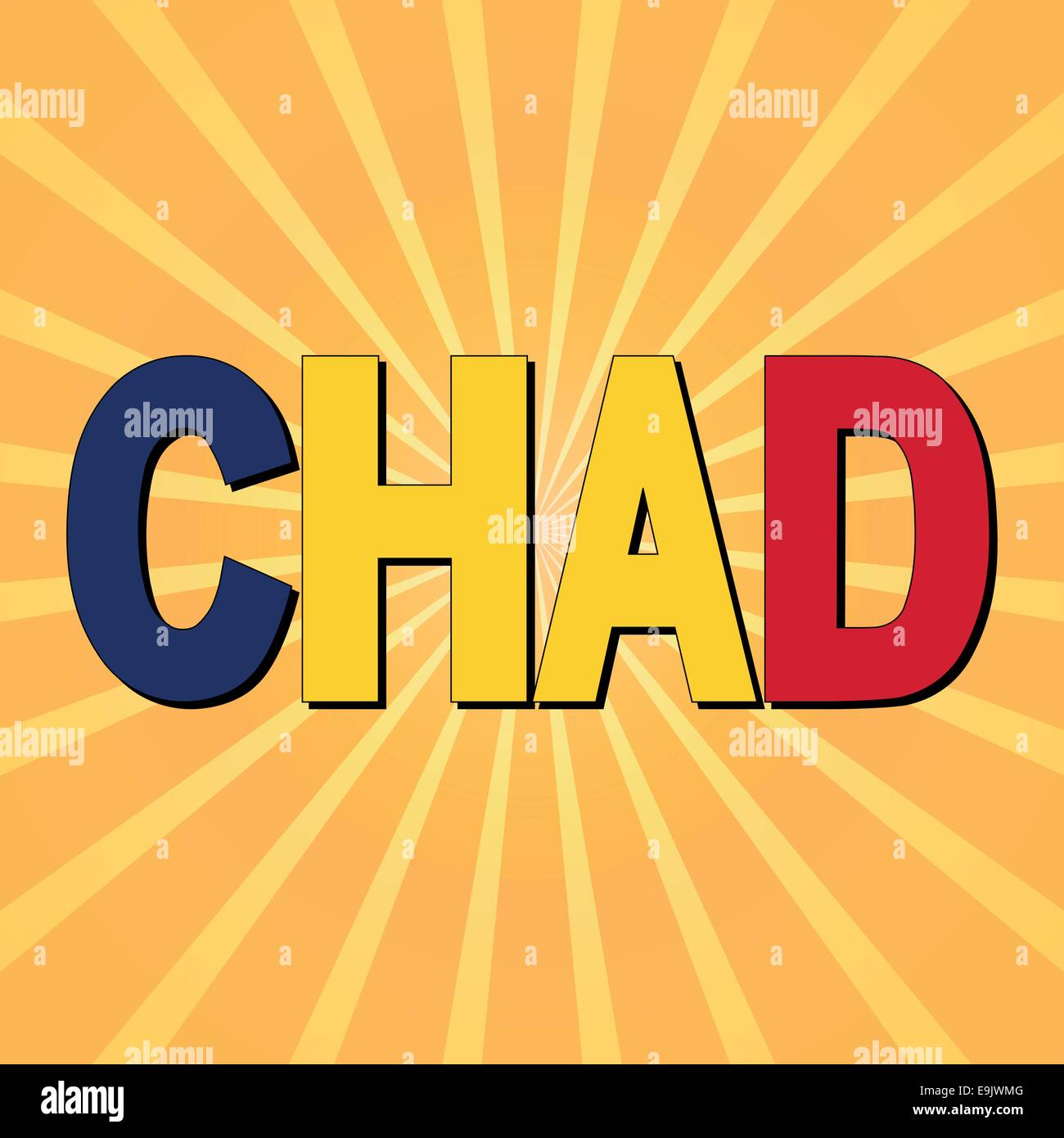 Chad flag text with sunburst illustration Stock Vector Image & Art - Alamy