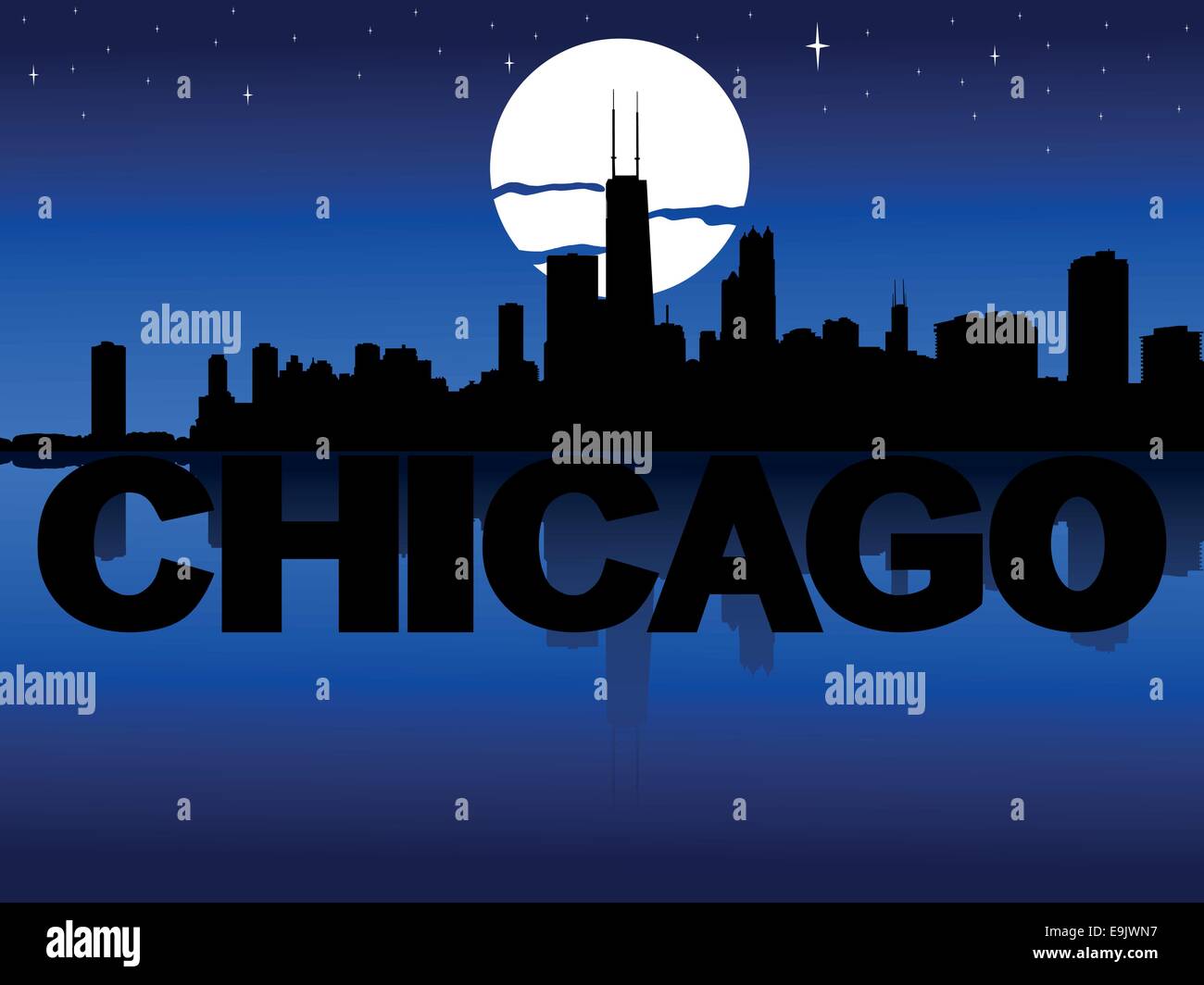 Chicago night moon Stock Vector Images - Alamy