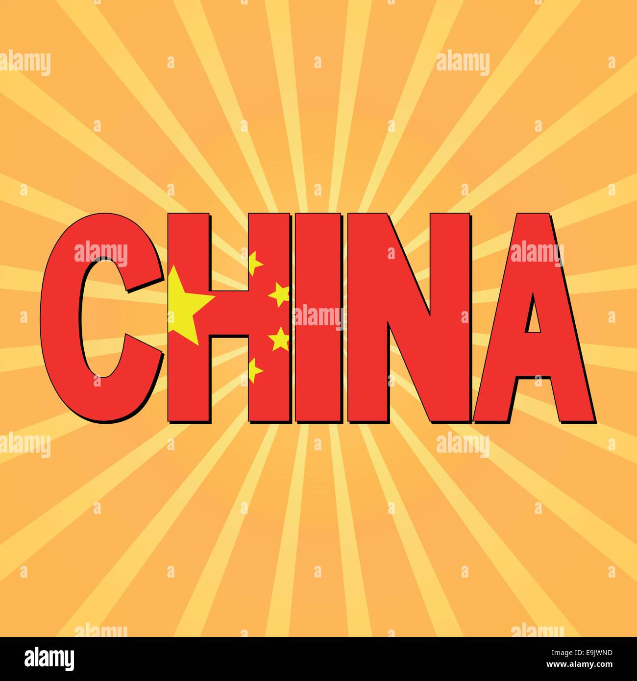 China flag text with sunburst illustration Stock Vector Image & Art - Alamy