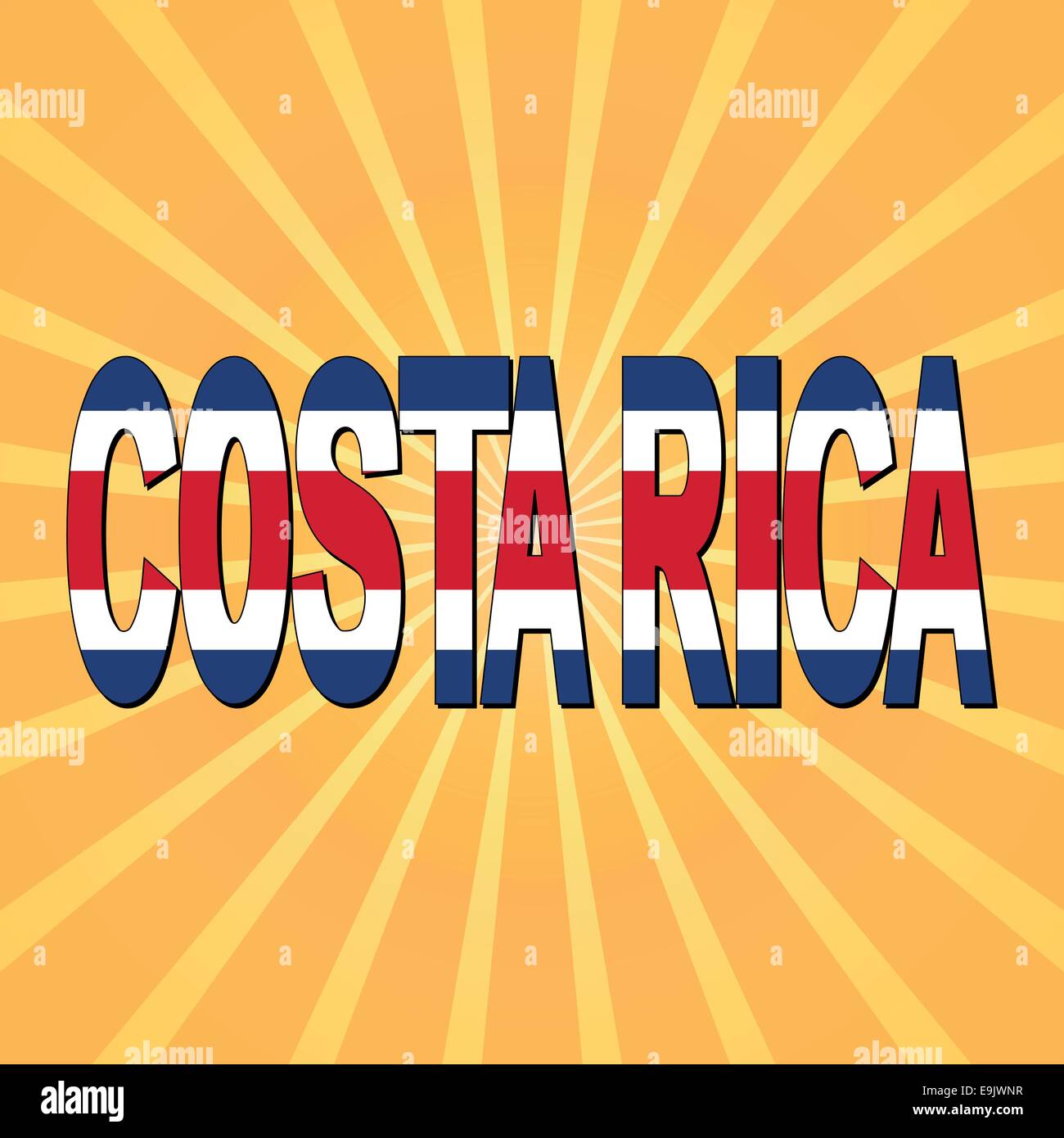 Costa Rica flag text with sunburst illustration Stock Vector Image ...