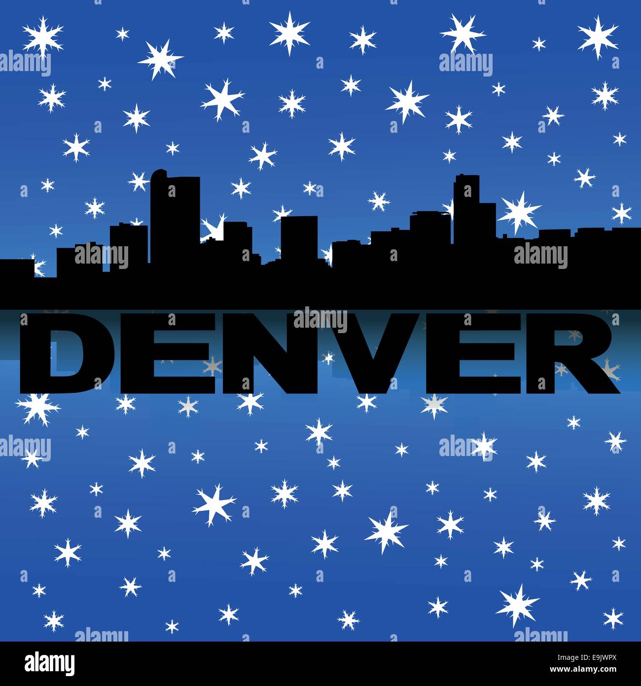 Denver skyline reflected with snow illustration Stock Vector Image ...