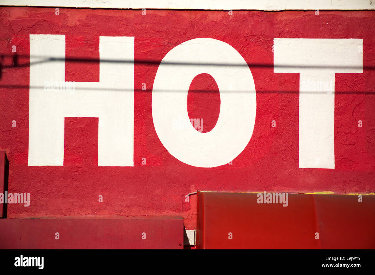 RED HOT SIGN PAINTED ON SHOPFRONT WYNWOOD MIAMI FLORIDA USA Stock Photo ...