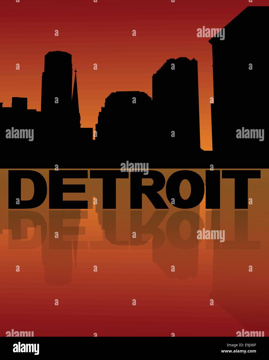 Detroit skyline sunset Stock Vector Images - Alamy