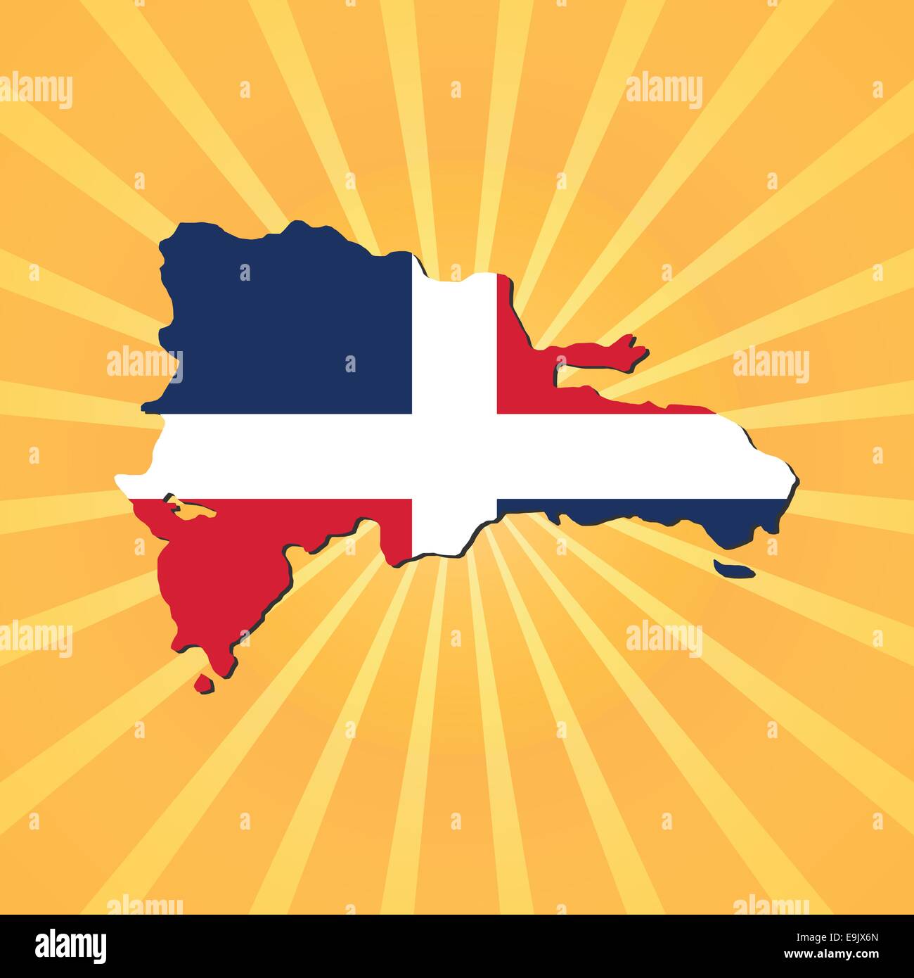 Dominican Republic map flag on sunburst illustration Stock Vector Image ...