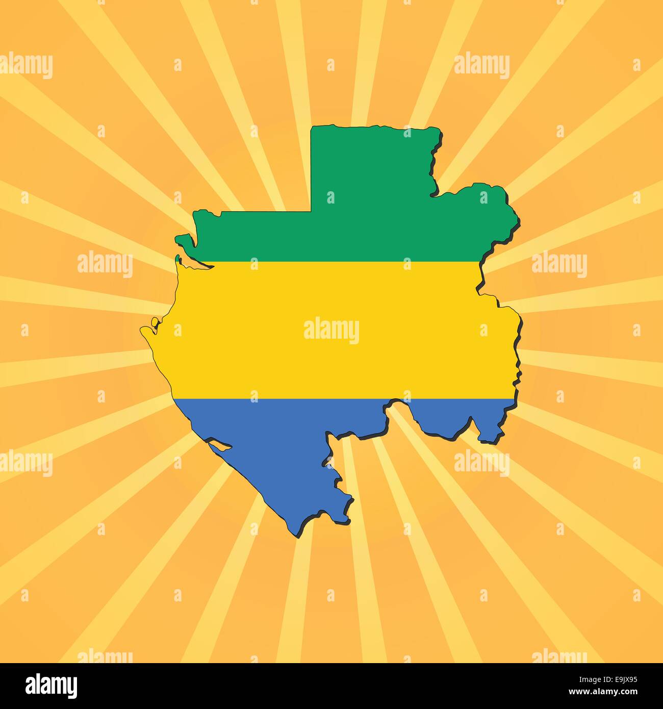 Gabon flag on map Stock Vector Images - Alamy