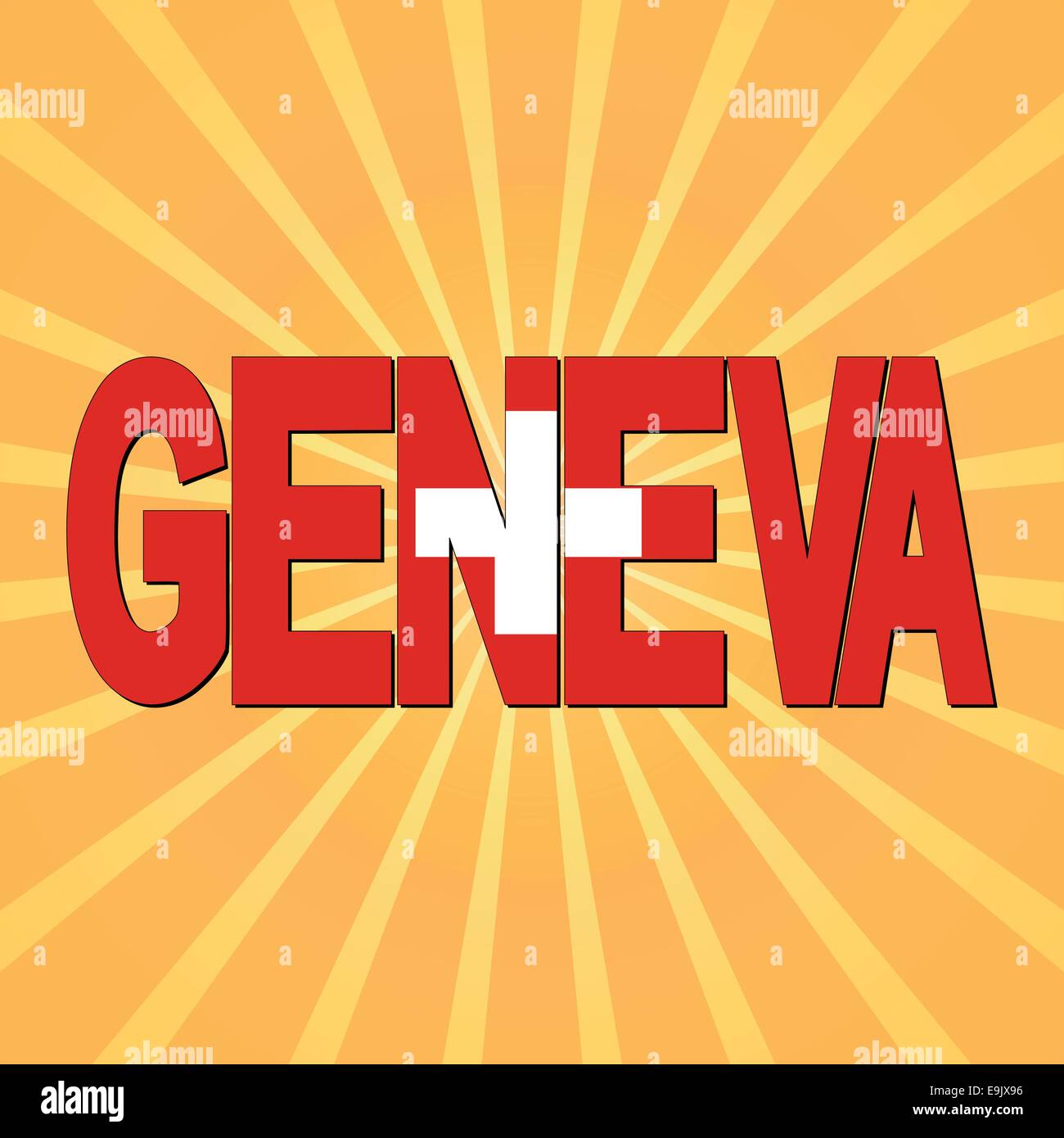 Geneva flag text with sunburst illustration Stock Vector Image & Art ...