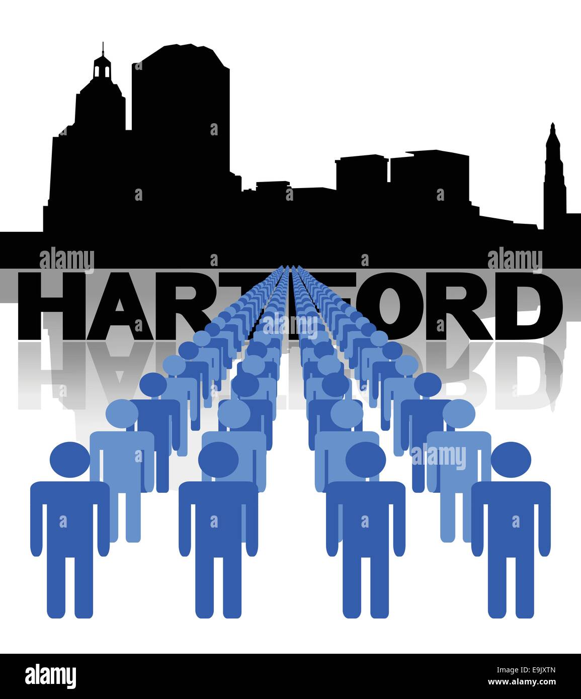 Lines of people with Hartford skyline vector illustration Stock Vector ...