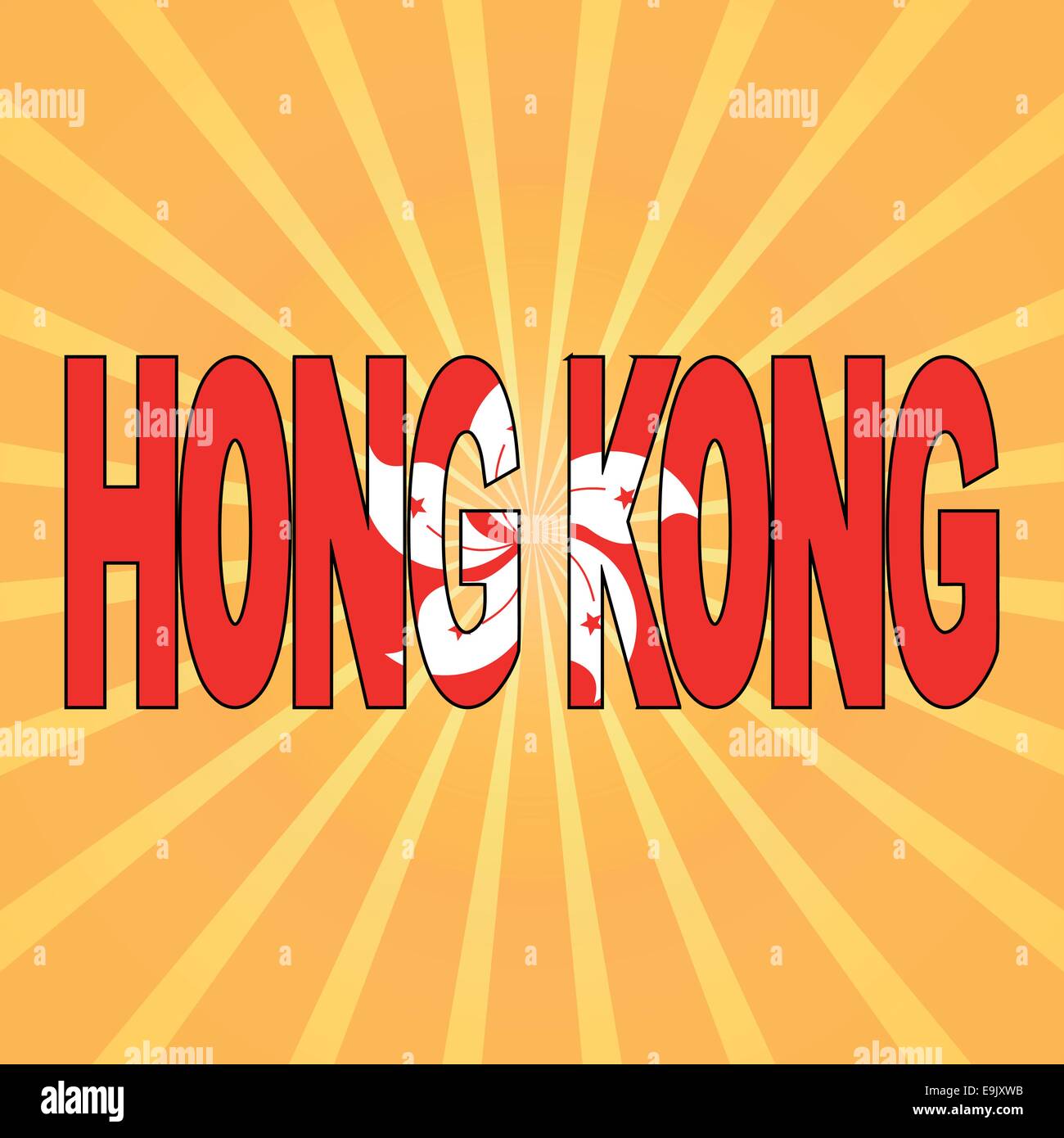 Hong Kong flag text with sunburst illustration Stock Vector Image & Art ...