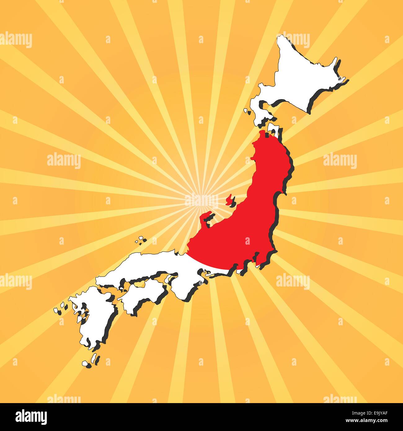 Japan map flag on sunburst illustration Stock Vector Image & Art - Alamy