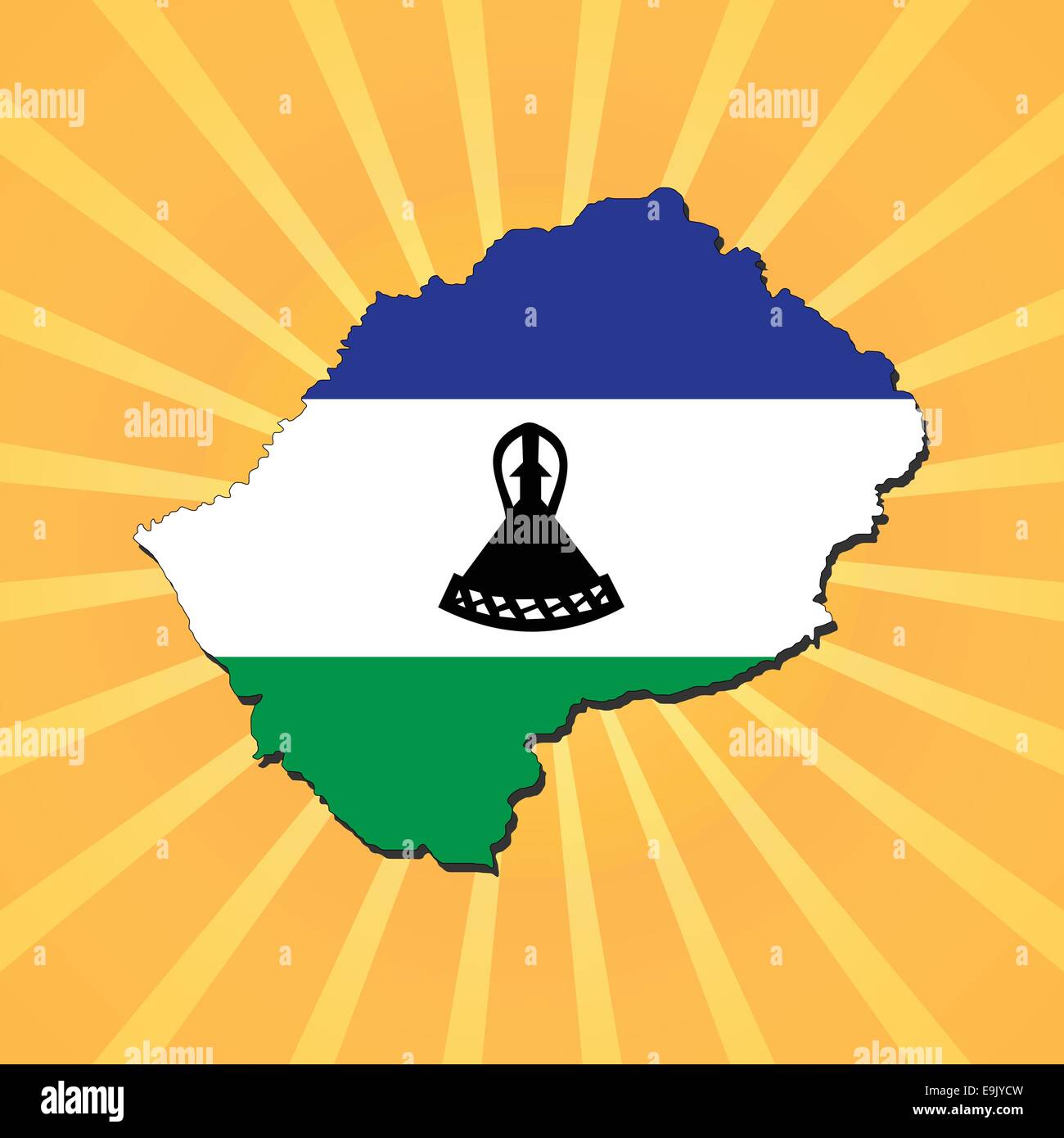 Lesotho map flag on sunburst illustration Stock Vector Image & Art - Alamy
