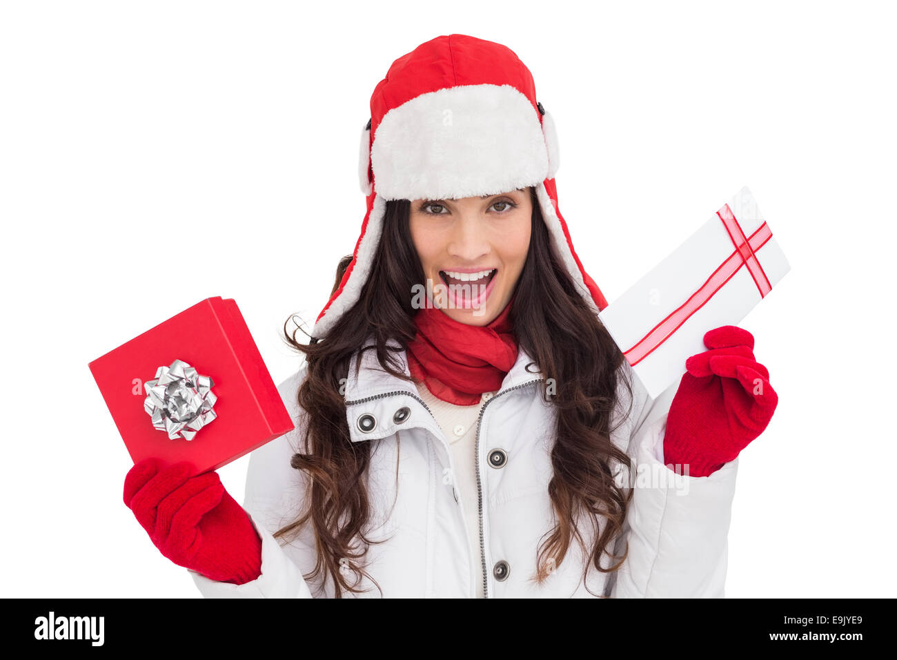 Excited woman in winter hi-res stock photography and images - Alamy