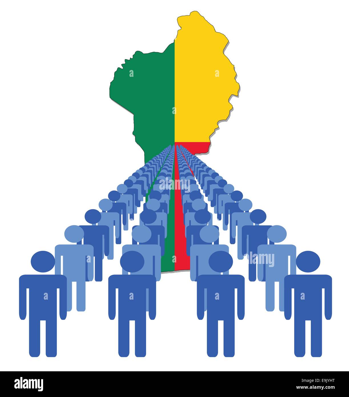 Lines Of People With Benin Map Flag Vector Illustration Stock Vector