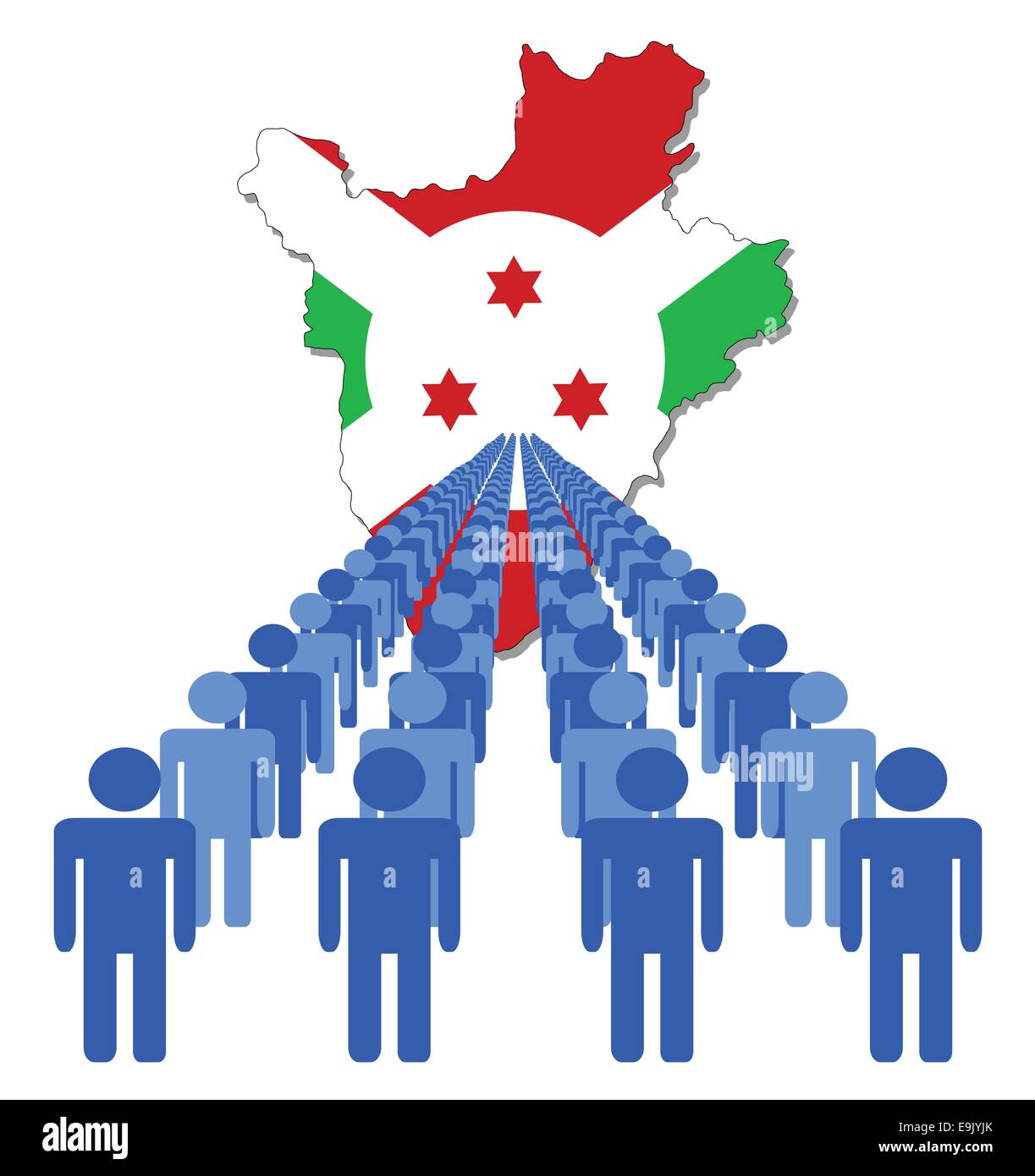 Lines Of People With Burundi Map Flag Vector Illustration Stock Vector