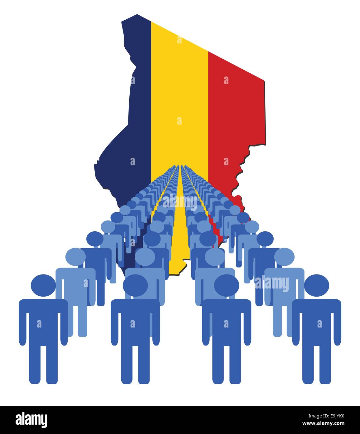 Lines of people with Chad map flag vector illustration Stock Vector ...