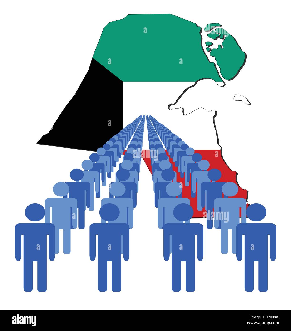 Lines of people with Kuwait map flag vector illustration Stock Vector ...