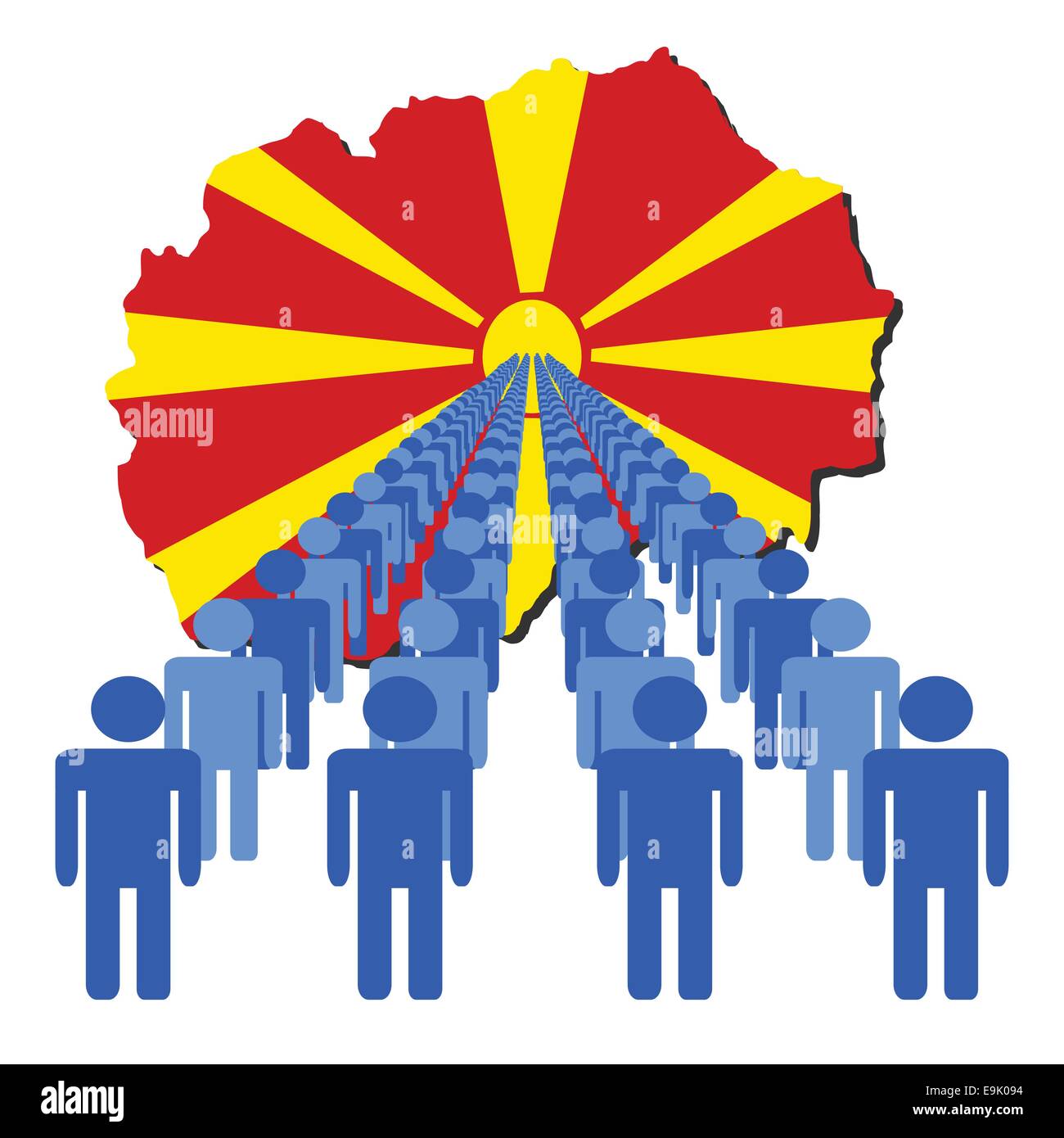 Lines of people with Macedonia map flag vector illustration Stock ...
