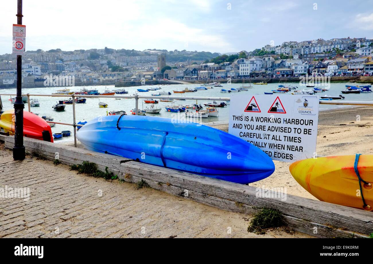 Working harbour sign St Ives Cornwall England uk Stock Photo - Alamy