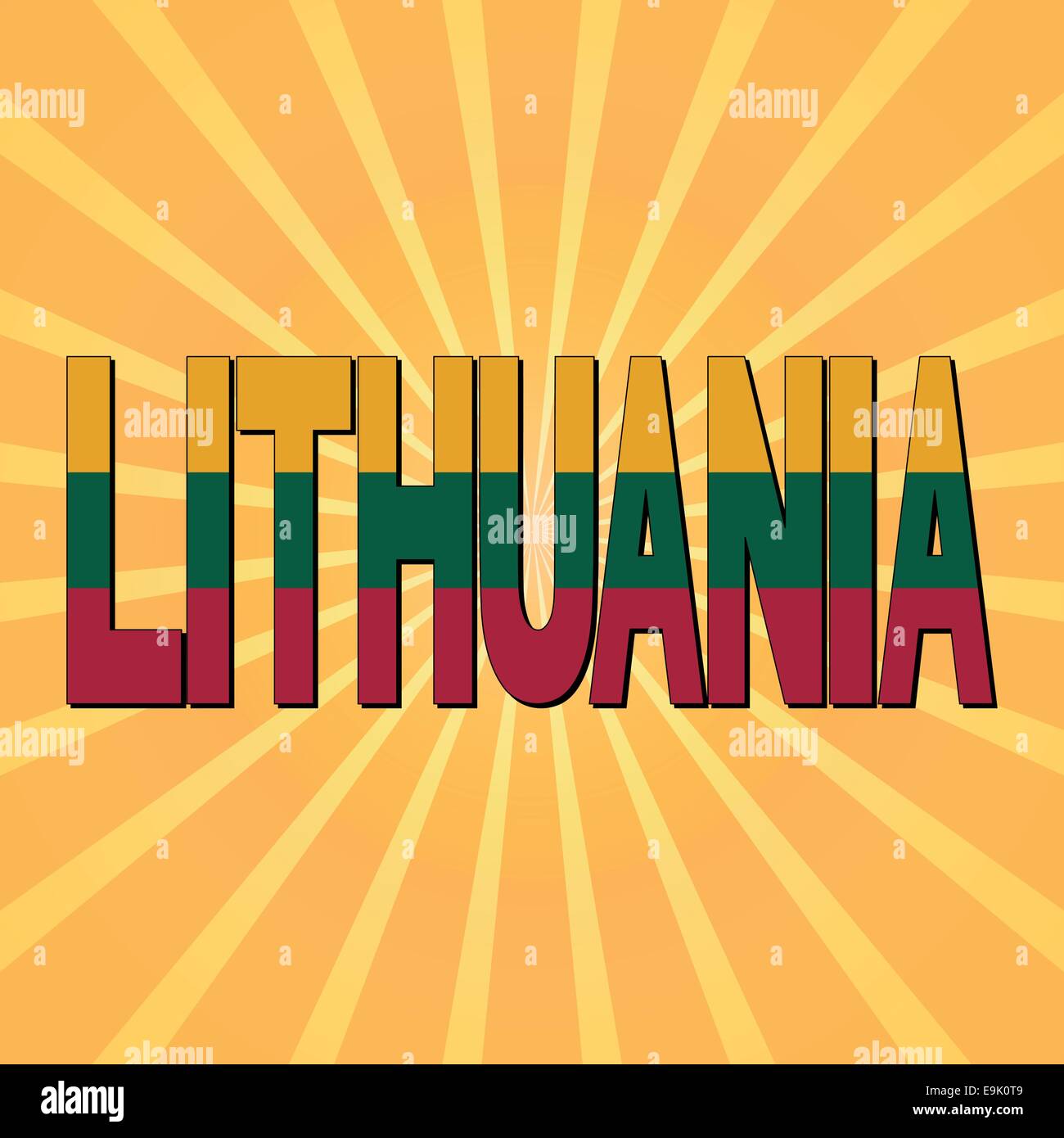 Lithuania flag text with sunburst illustration Stock Vector Image & Art ...