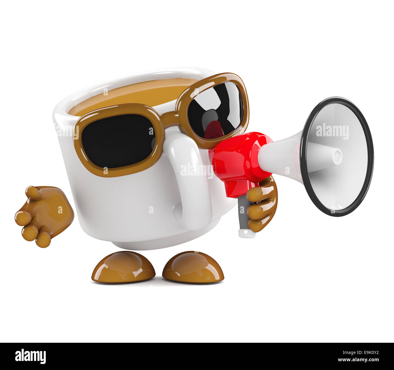 3d render of a coffee cup with megaphone Stock Photo - Alamy