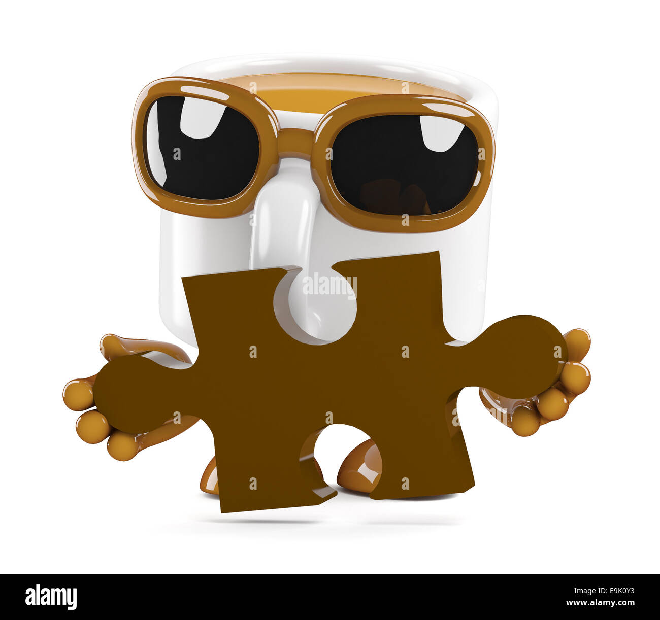 3d render of a coffee cup with jigsaw puzzle piece Stock Photo - Alamy