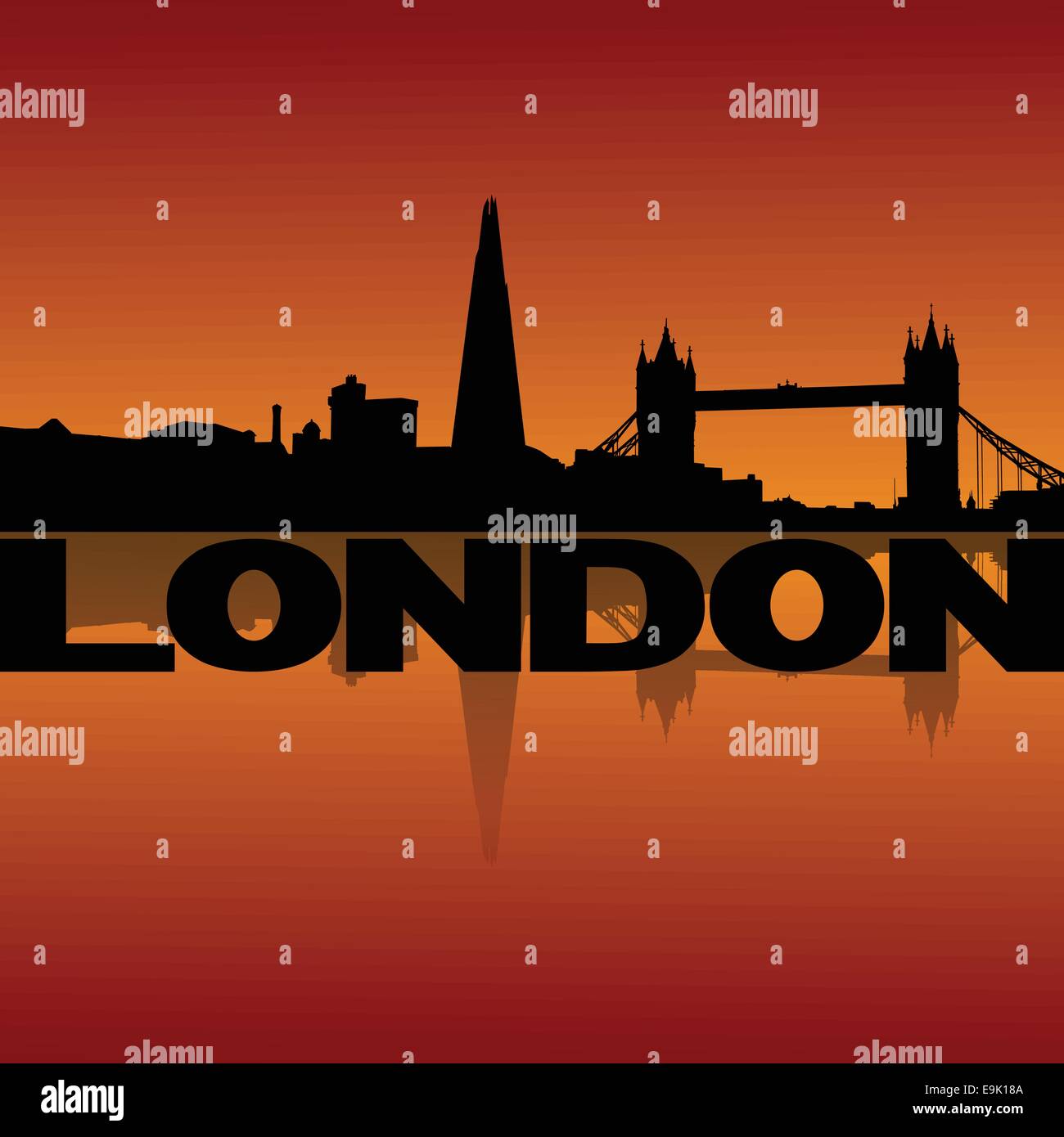 London skyline reflected at sunset vector illustration Stock Vector ...