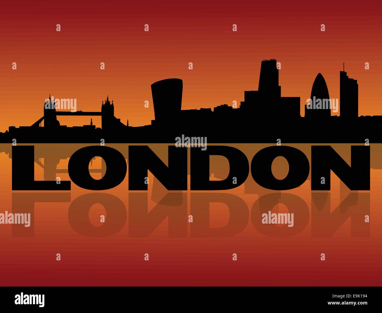 London skyline reflected at sunset vector illustration Stock Vector ...