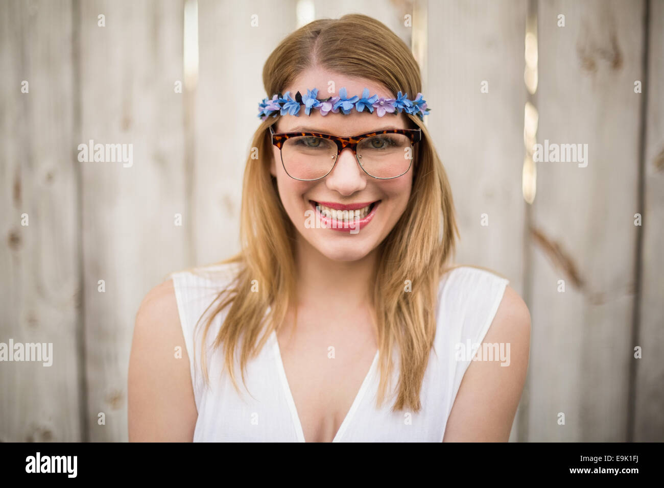 Blonde woman glasses hi-res stock photography and images - Alamy