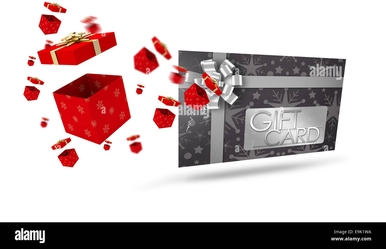 Composite image of flying christmas presents Stock Photo - Alamy