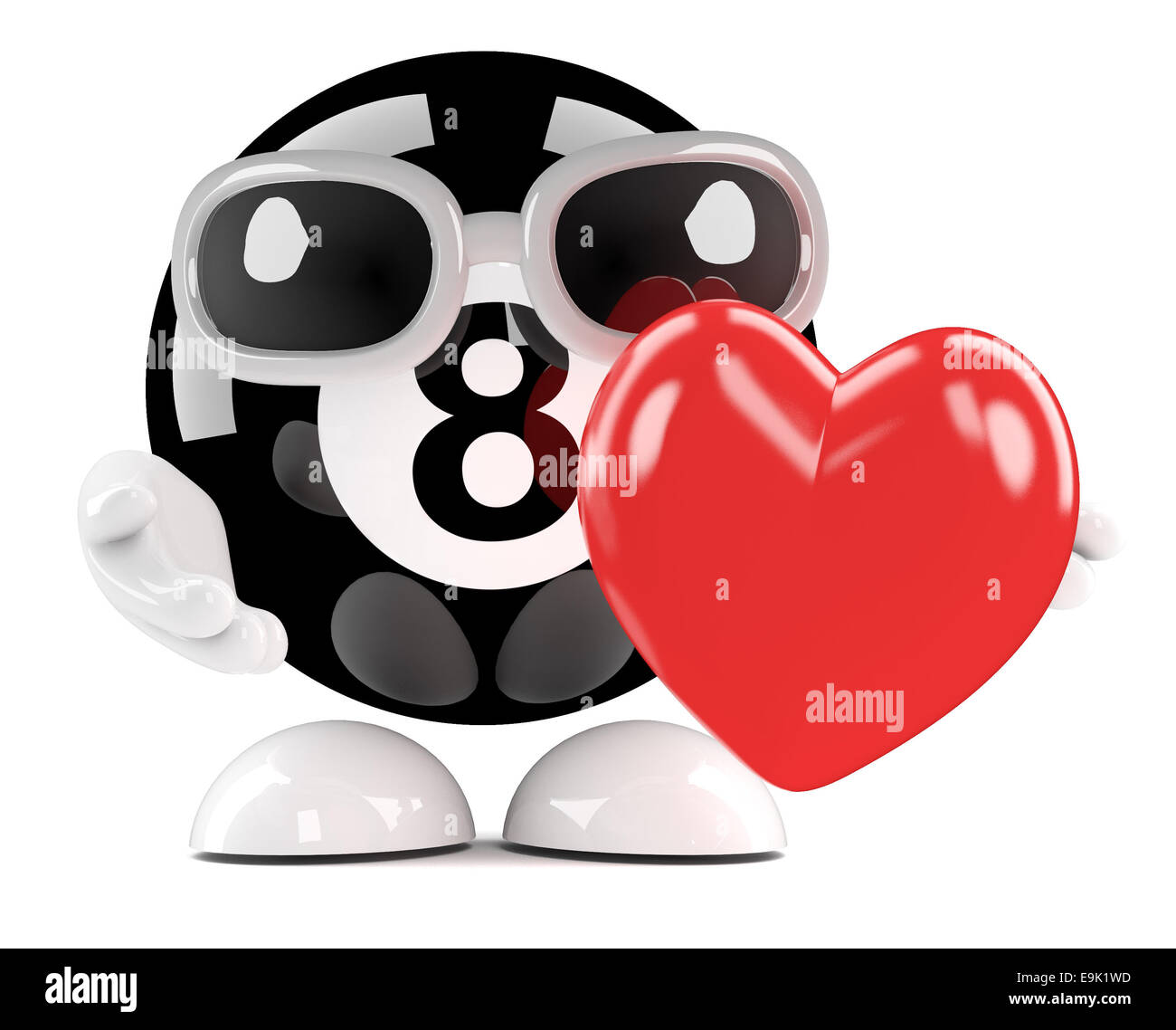3d render of an eight ball character hugging a red heart Stock Photo ...