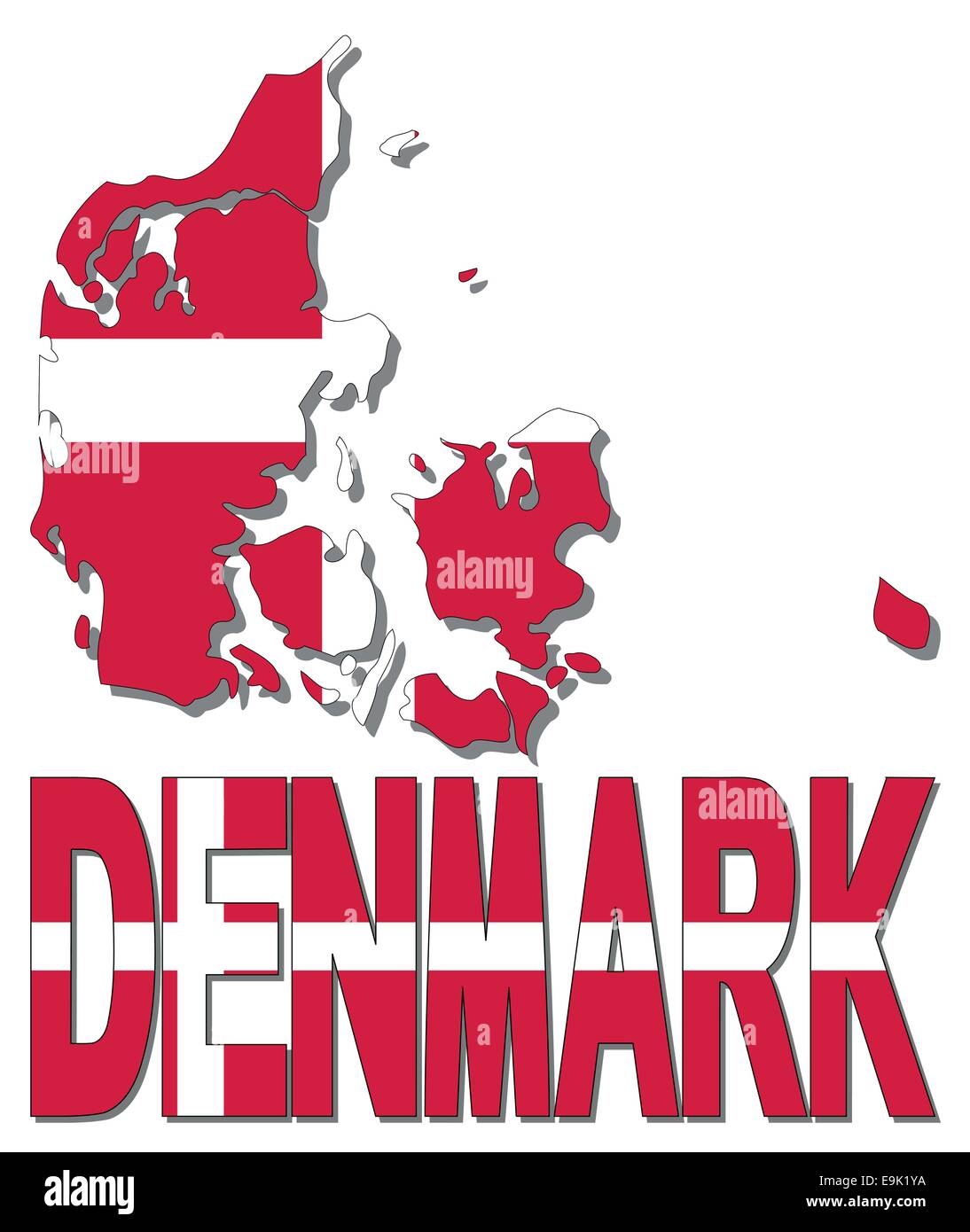 Denmark map flag and text illustration Stock Vector Image & Art - Alamy