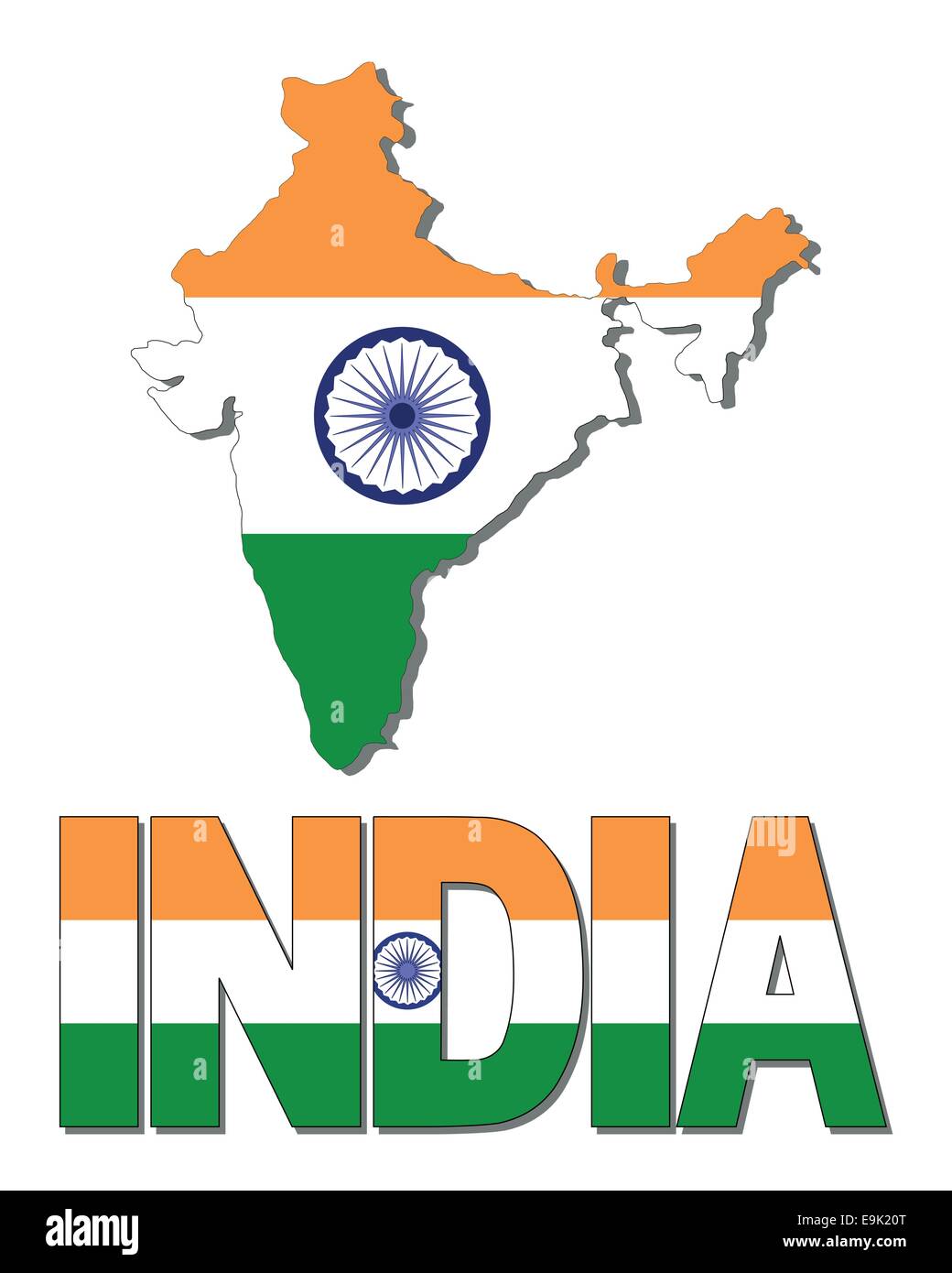 India map flag and text illustration Stock Vector Image & Art - Alamy