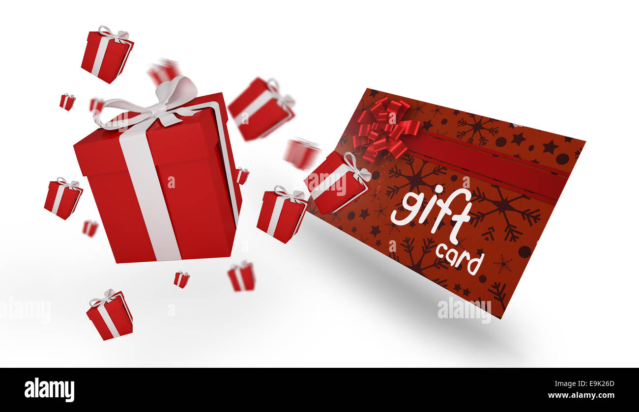 Composite image of flying christmas presents Stock Photo - Alamy
